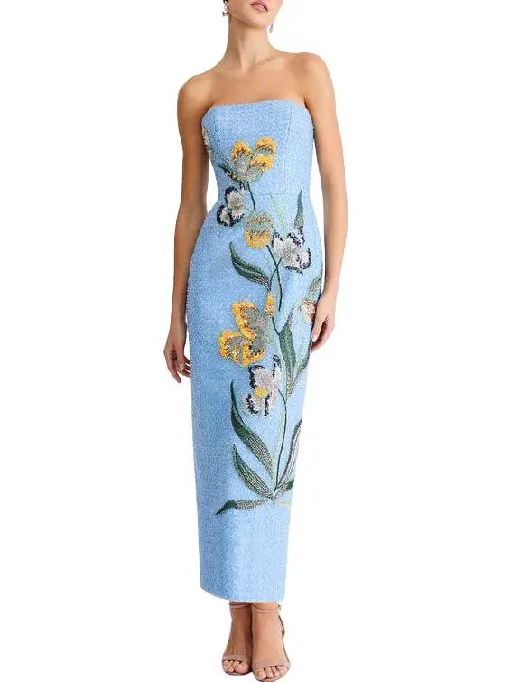 HELSI Sofia Beaded Strapless Sheath Maxi Dress - Baby Blue
