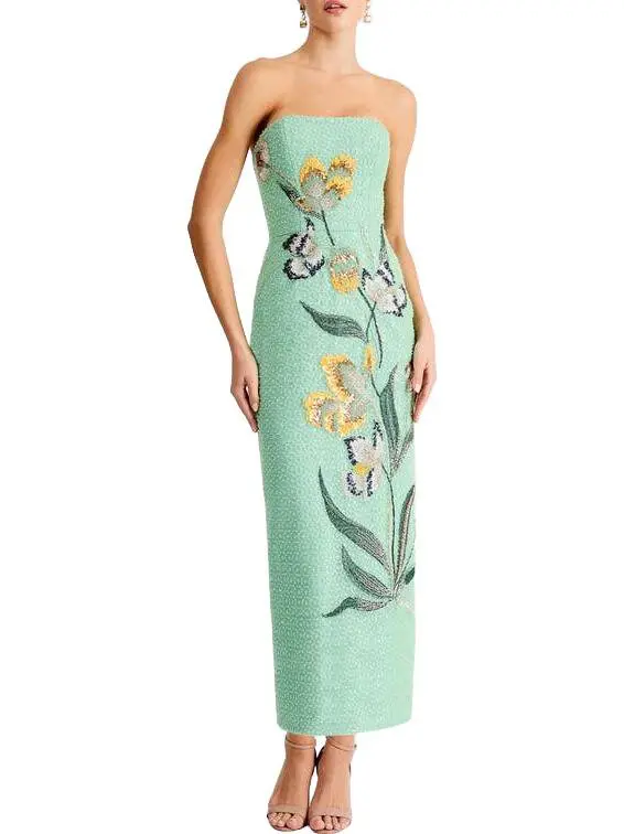 HELSI Sofia Beaded Strapless Sheath Maxi Dress - Seafoam