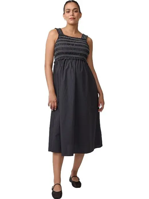 INGRID & ISABEL Square Neck Smocked Maxi Dress - Washed Black