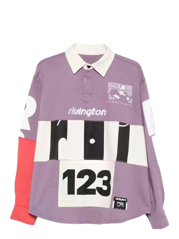 RRR123 Collared Color-block Polo Shirt - Purple