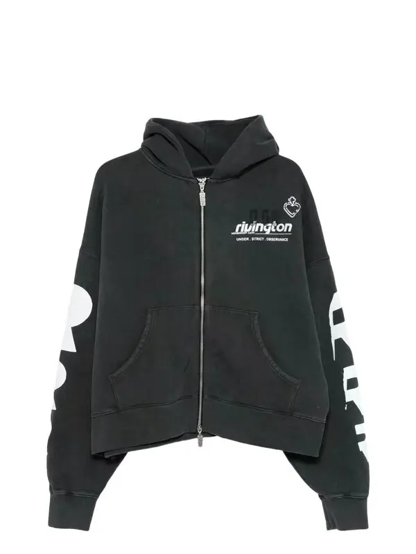 RRR123 Zip Front Hoodie - Black