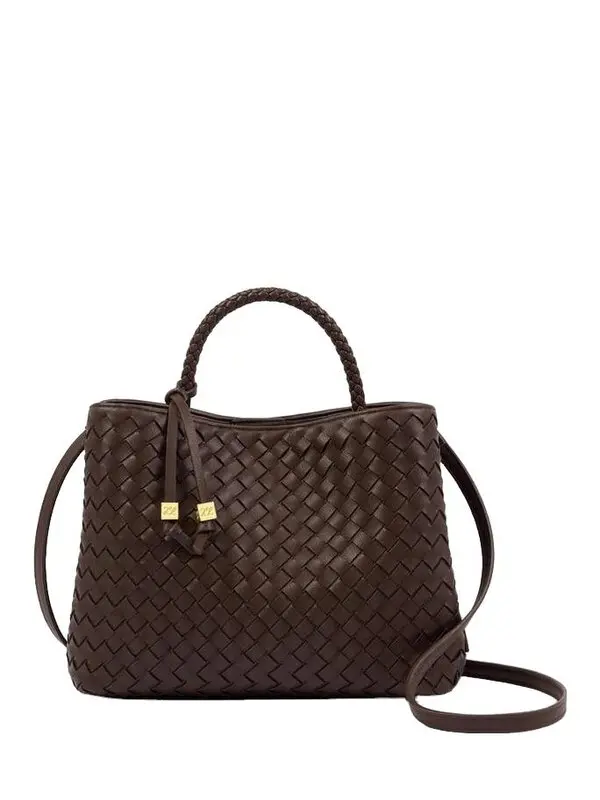 KATIE LOXTON Nova Woven Texture Top Handle Bag - Chocolate