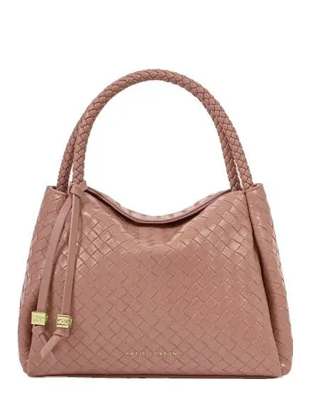 KATIE LOXTON Nova Woven Texture Top Handle Bag - Pink Clay