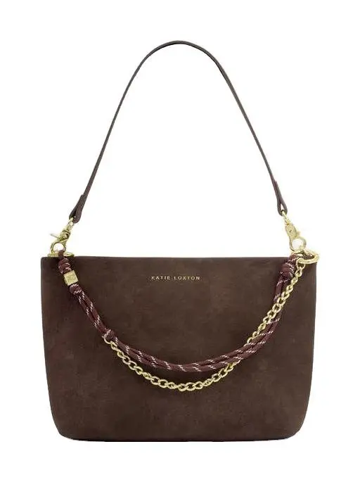 KATIE LOXTON Cord Small Shoulder Bag - Bitter Chocolate Suedette