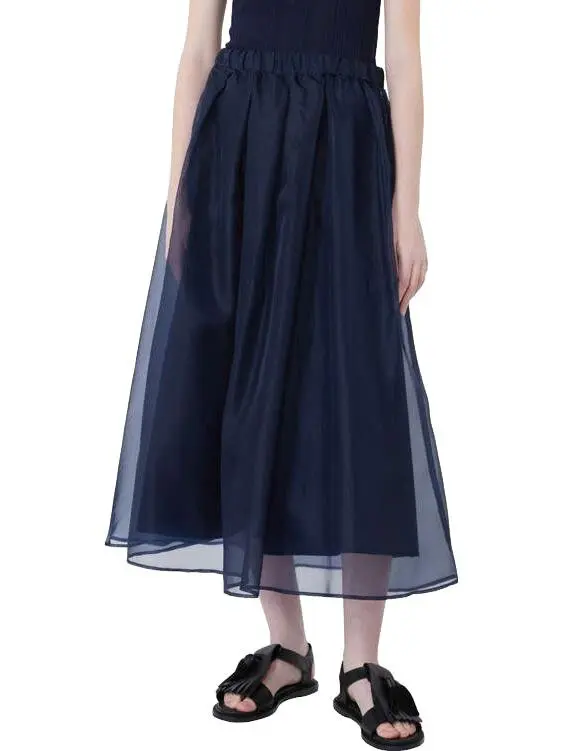 Max Mara Visino Silk Skirt - Navy