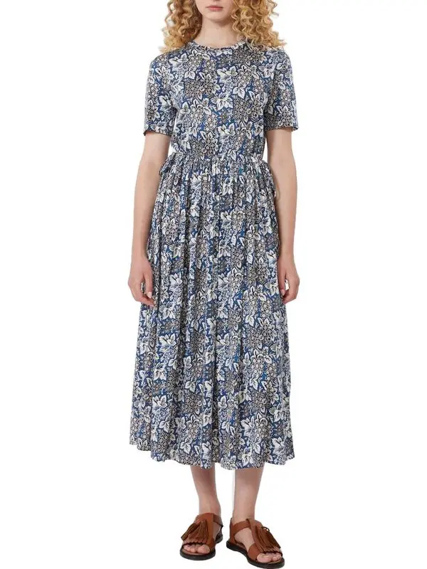 Max Mara Fascino Floral Print Midi Dress - Light Blue