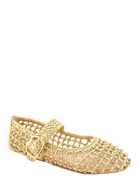 KENNETH COLE Tessa Mary Jane Flat - Gold Woven