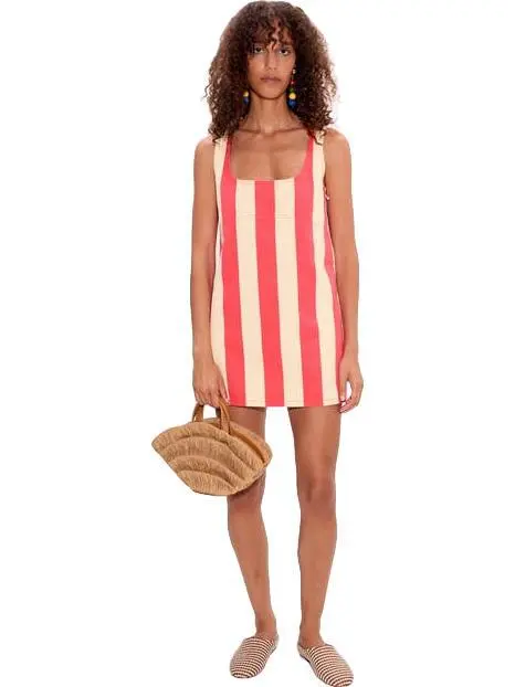 SIMONMILLER Sahara Striped Denim Dress - Venetian Red Stripe