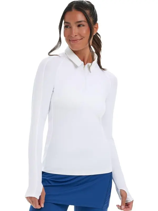 BLOQUV Quarter Zip Polo Shirt Upf 50 - White
