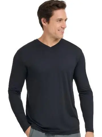 BLOQUV Performance V-neck Long Sleeve Shirt - Black