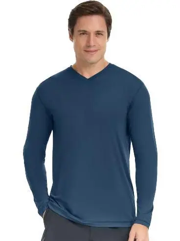 BLOQUV Performance V-neck Long Sleeve Shirt - Midnight Blue