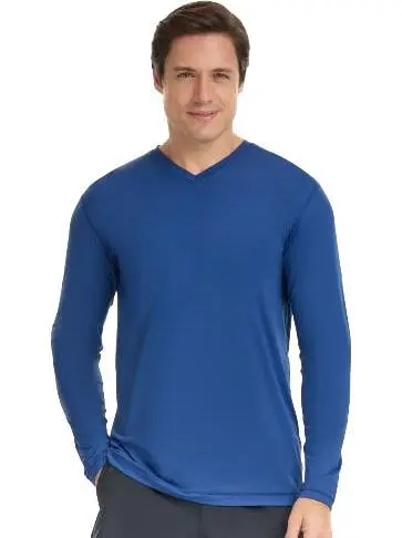 BLOQUV Performance V-neck Long Sleeve Shirt - Navy