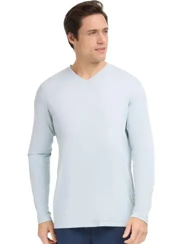 BLOQUV Performance V-neck Long Sleeve Shirt - Soft Gray