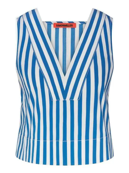 SIMONMILLER Arro Sleeveless Poplin Top - Blue Stripe