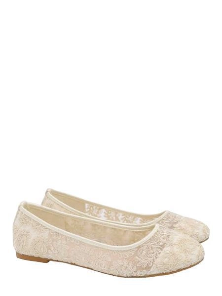 KAILEE P Crochet Lace Ballet Flats - Ivory
