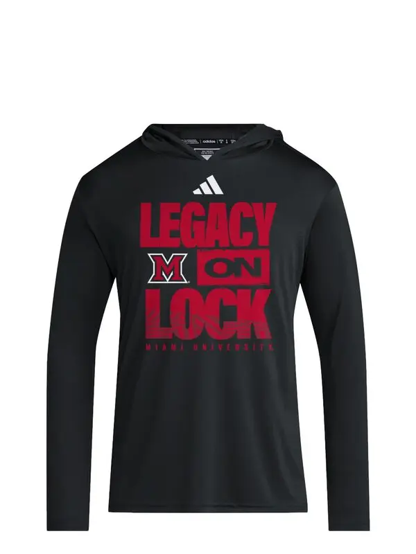 Adidas Miami Of Ohio Redhawks 2026 Legacy On Lock March Madness D4t Long Sleeve Hoodie - Ncaa-moh-7ih / Black / White