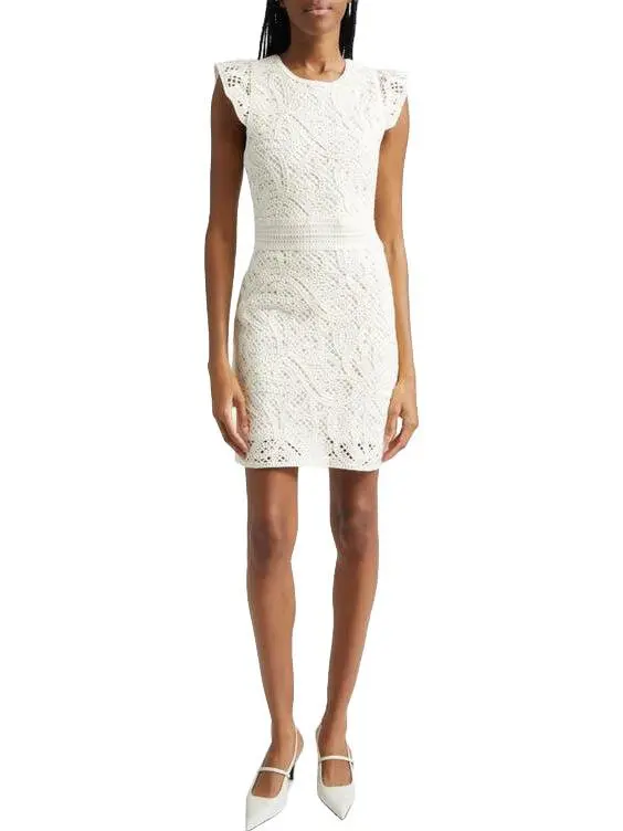 Giorgio Armani Crochet Sheath Dress - Solid White
