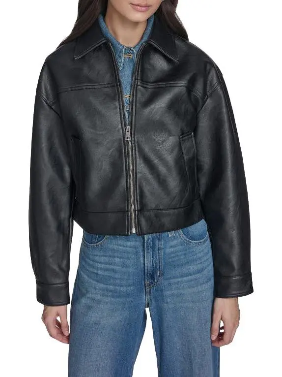 LEVI'S Faux Leather Bomber Jacket - Black