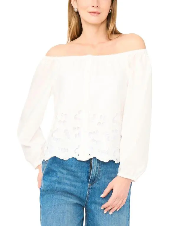 Vince Camuto Button-up Off-the-shoulder Top - Ultra White
