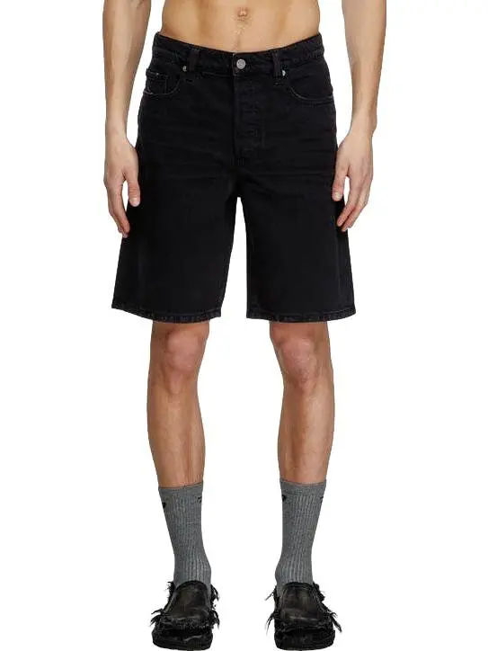 DIESEL® Distressed Regular-short Denim Shorts - Black/denim