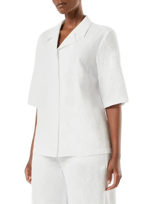 Marina Rinaldi Visino Embroidered Linen & Cotton Camp Shirt - Optical White