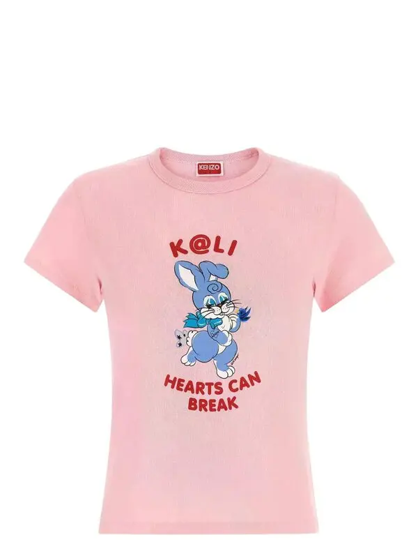 Kenzo Cartoon-print Ribbed T-shirt - Pink