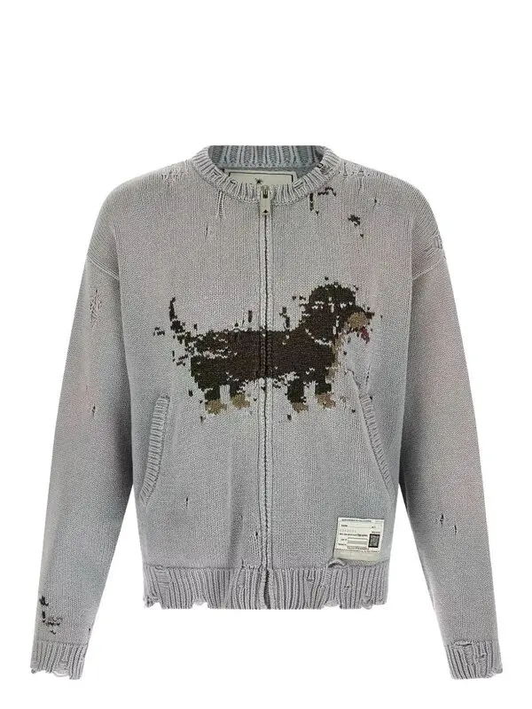 Mihara Yasuhiro Dog Jacquard Cardigan - Grey