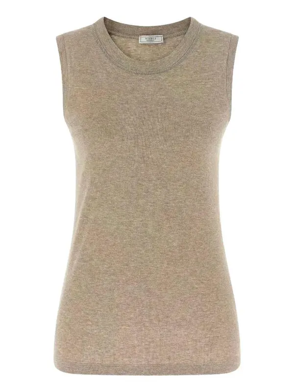 Peserico Ribbed Crew Neck Top - Neutrals