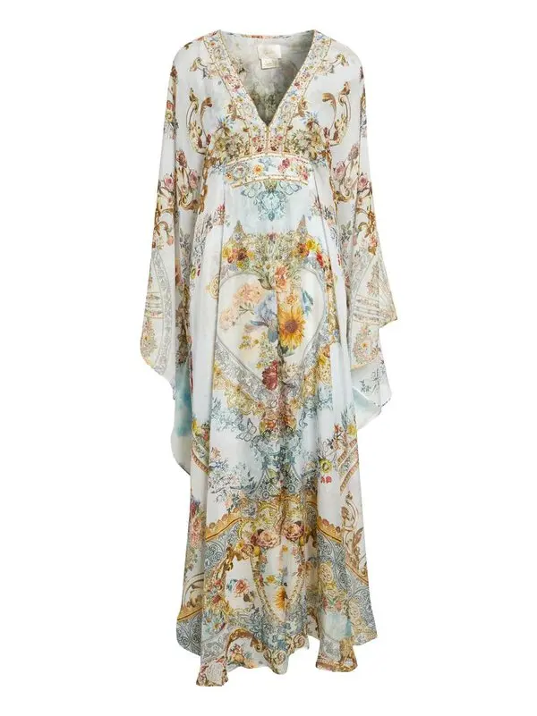 Camilla Long Sleeve Silk Caftan - Seville Sweetheart