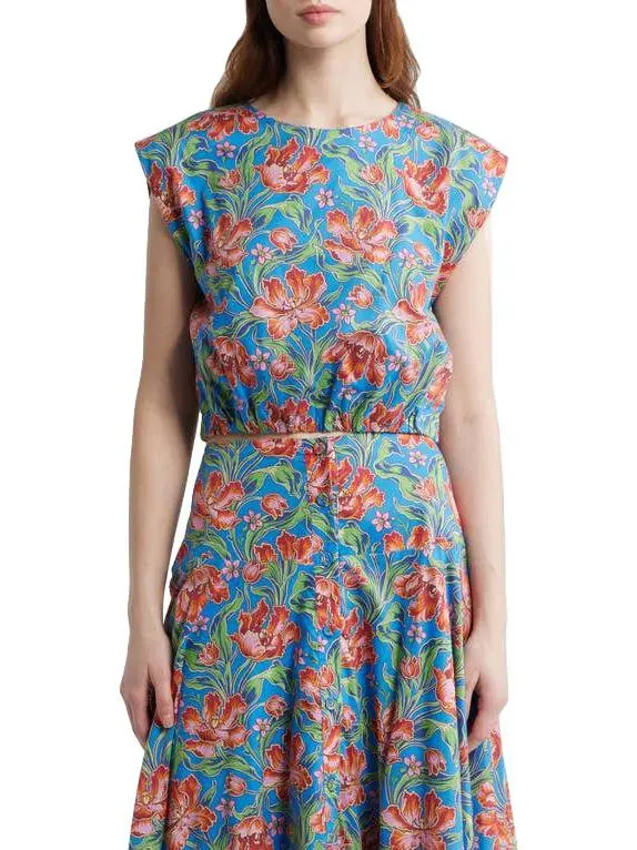 Love The Label Cambrie Floral Print Sleeveless Shirt - Archive Tulip Liberty Print