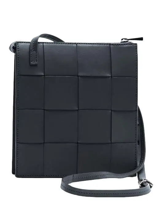 Écotorie Polly Woven Leather Crossbody Bag - Black