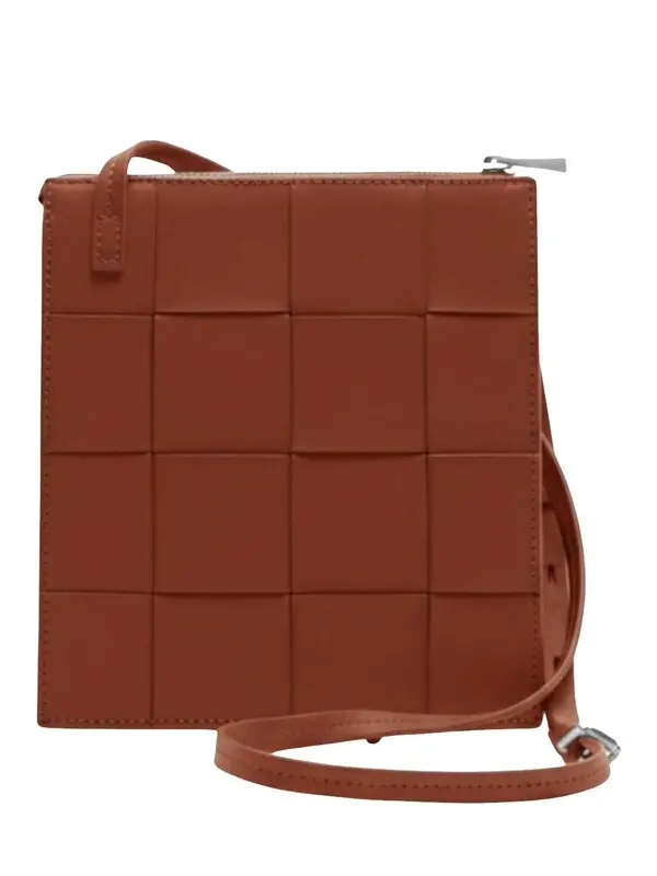 ECOTORIE Polly Woven Leather Crossbody Bag - Cognac