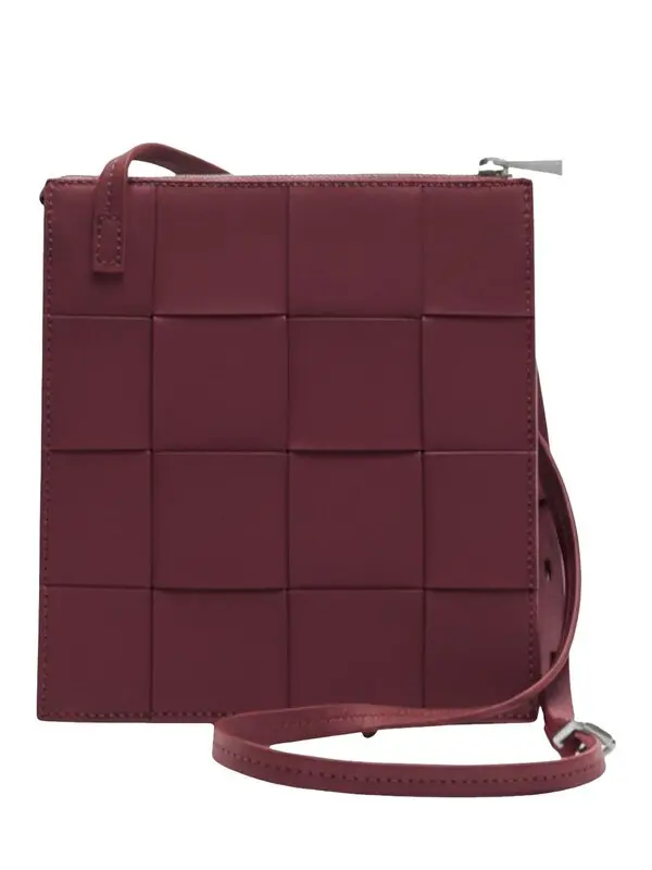 ECOTORIE Polly Woven Leather Crossbody Bag - Wine