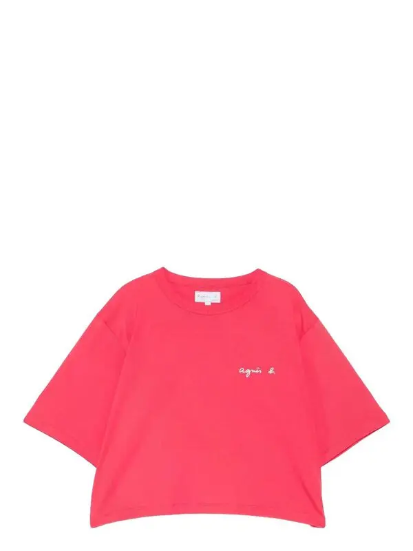 AGNES B. Logo Cropped T-shirt - Pink