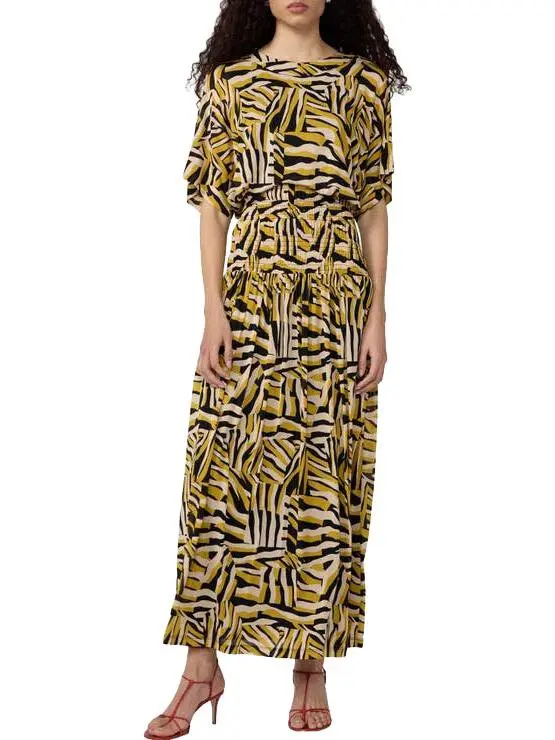 Diane Von Furstenberg Lola Geo Print Maxi Dress - Sun Tiger Lemon Curry