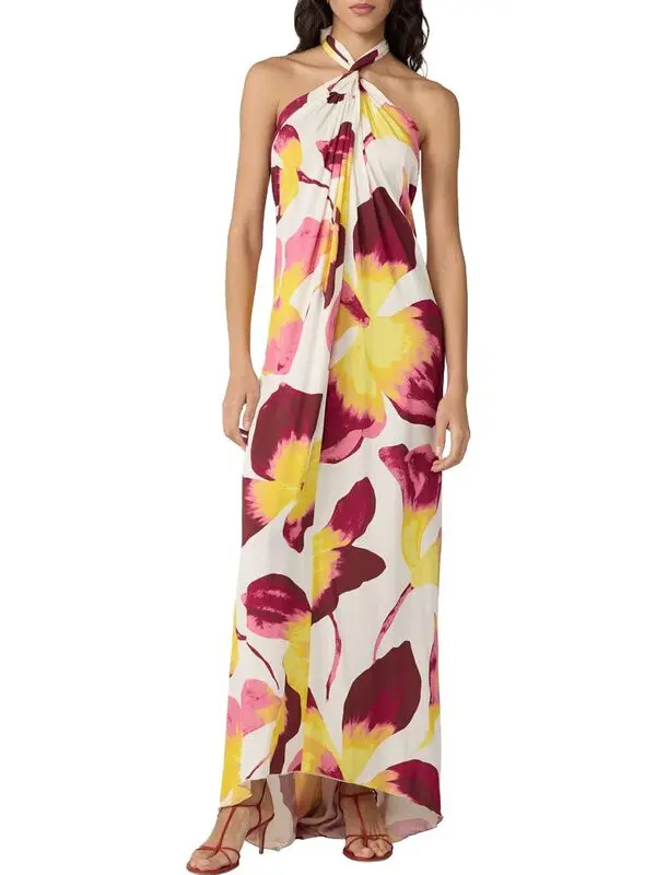 Diane Von Furstenberg Tamsin Halter Maxi Dress - Island Orchid Big White