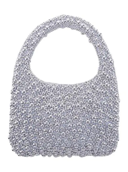 Nina Zariah Beaded Top Handle Bag - Silver