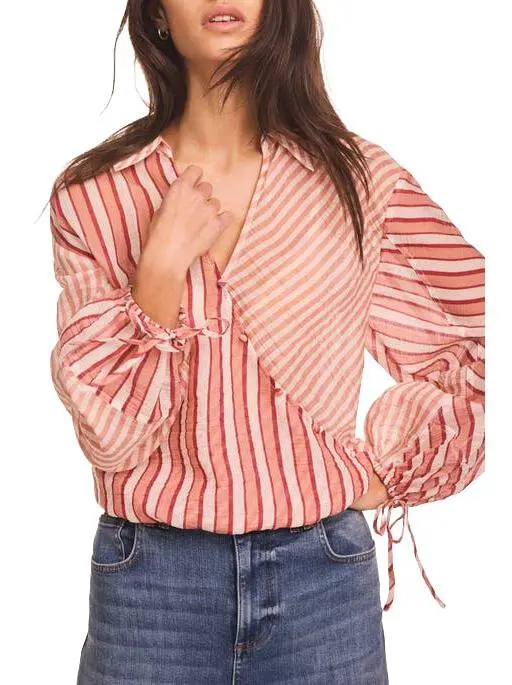 Mint Velvet Striped Wrap Shirt - Orange