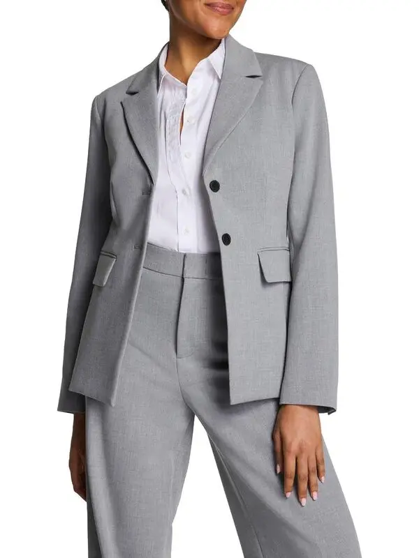 Spanx Tailored Notched Lapel Blazer - Heather Grey Fa