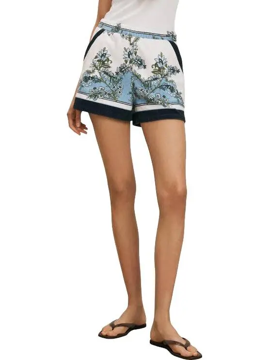 Veronica Beard Tijana Pull-on Terry Shorts - Blue Jay Multi