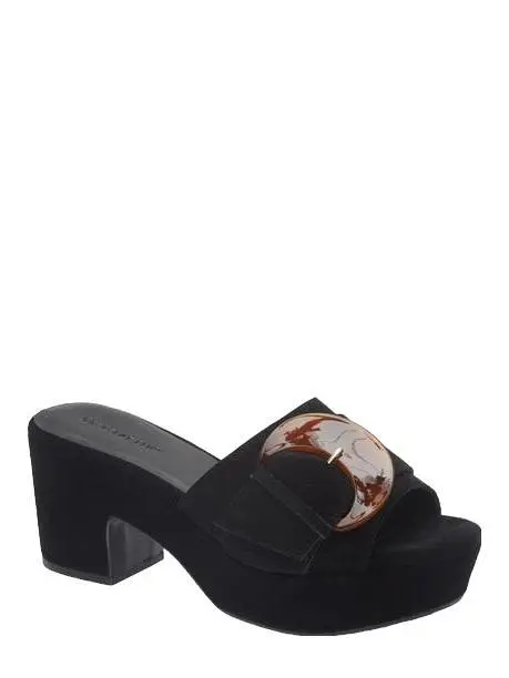 CHOCOLAT BLU Garen Platform Slide Sandal - Black Suede