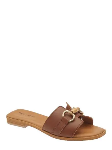 CHOCOLAT BLU Baz Slide Sandal - Brown Leather