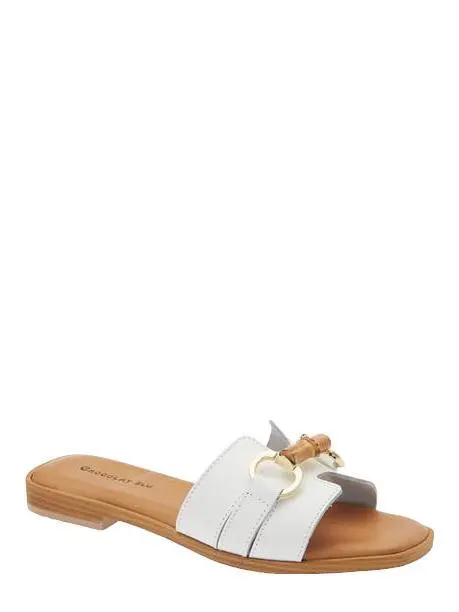 CHOCOLAT BLU Baz Slide Sandal - White Leather
