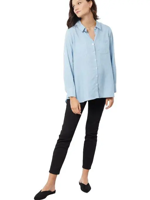 INGRID & ISABEL Maternity And Nursing Chambray Shirt - Light Wash