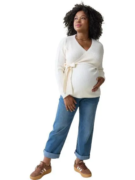 INGRID & ISABEL Maternity And Nursing Wrap Sweater - Cream