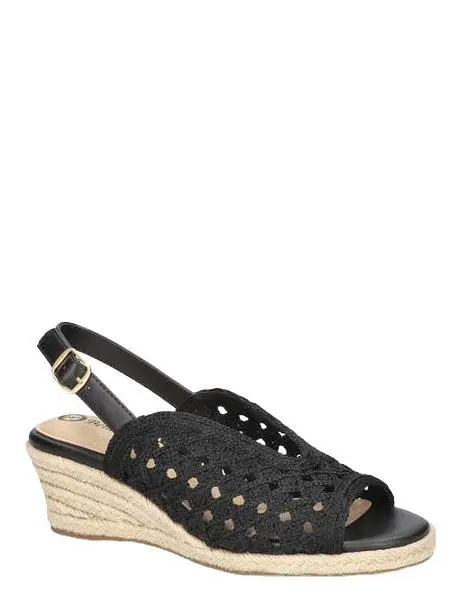 BELLA VITA Bethany Slingback Wedge Sandal - Black Raffia