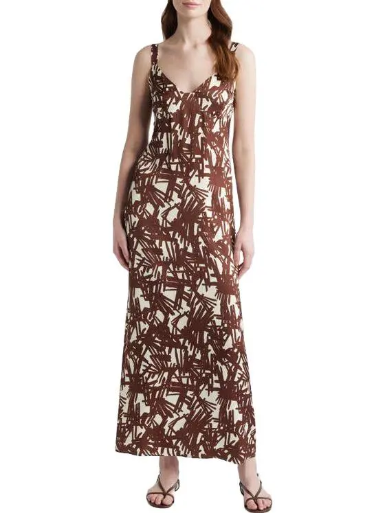 Rag & Bone Aubrey Print Sleeveless Maxi Dress - Brown
