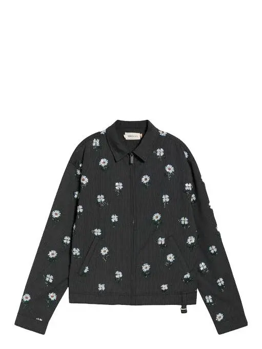 HONOR THE GIFT Floral Sequin Pinstripe Jacket - Black