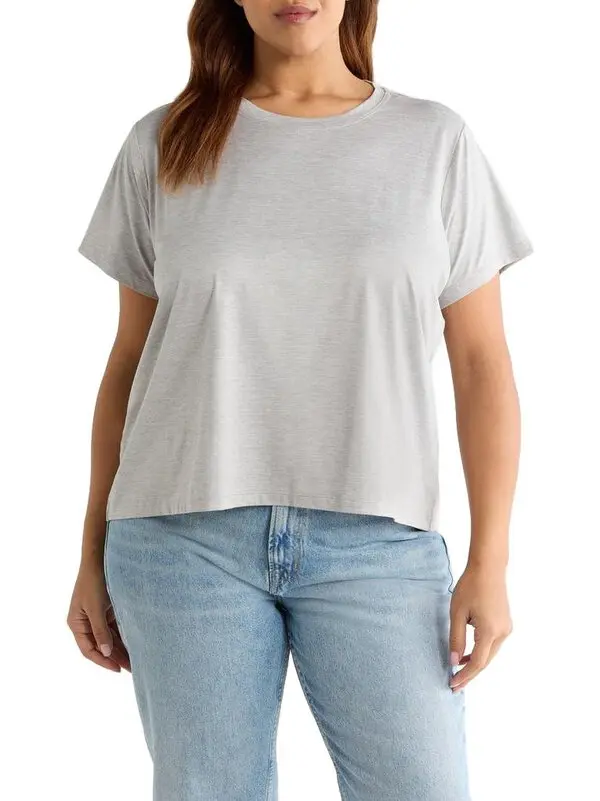 Lyssé Perfect Box Cut T-shirt - Light Grey Melange