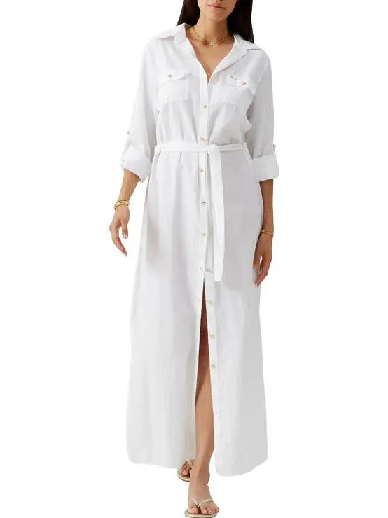 Melissa Odabash Darcy Button-up Cover-up Dress - White